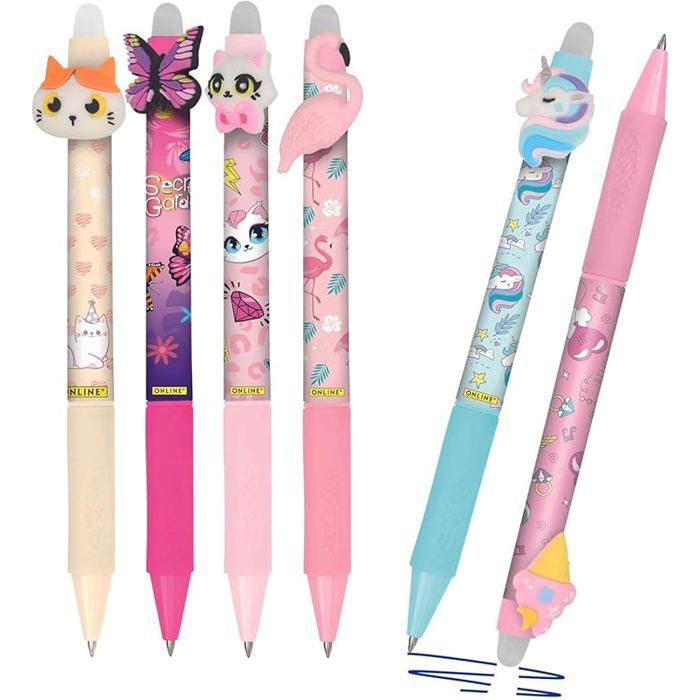 Stylos gel effaçables Fun Girls, Lot de 6, encre bleu 0.7mm ...