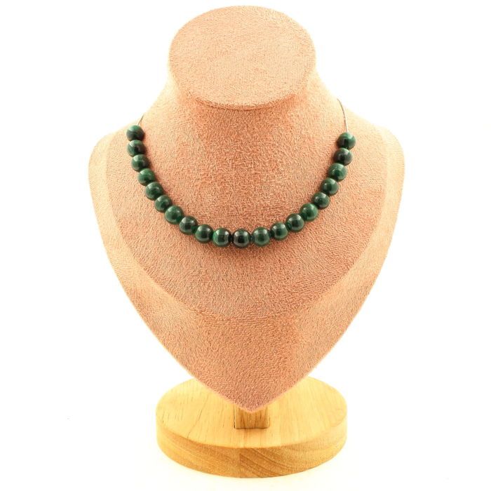 Pierres et Minéraux. Collier 20 perles Malachite du Congo qualité 7A 8 ...