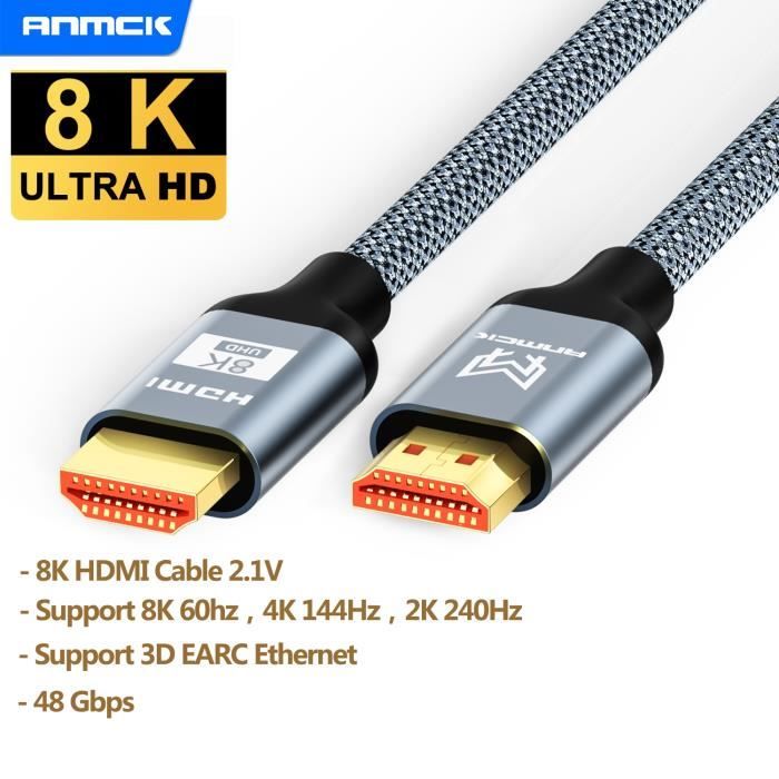 2m - Câble vidéo plaqué or 4K mâle vers mâle HDMI, adaptateur haute ...