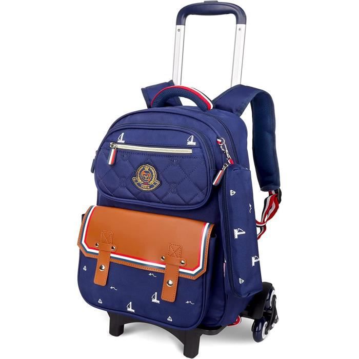 Cartable - AMOUNE - Sac à dos à roulettes - Bleu - Polyester - Mixte ...