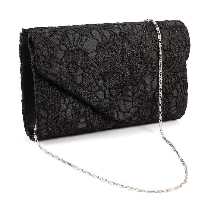 Satin Dentelle Fleur Pochette Sac Mariage Besace Enveloppe Fete Soiree ...
