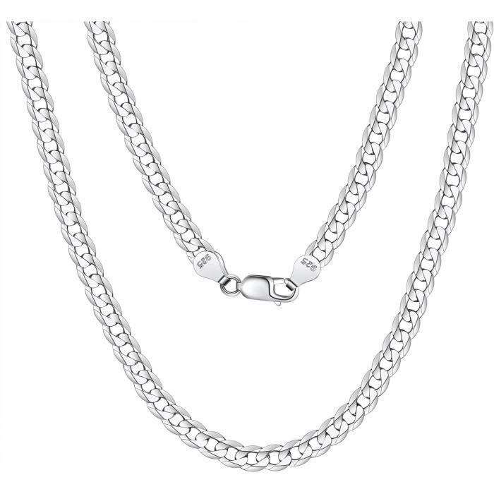Chaînes En Argent 925 Collier Sans Pendentif Cubaine-Figaro Bijoux Pour ...