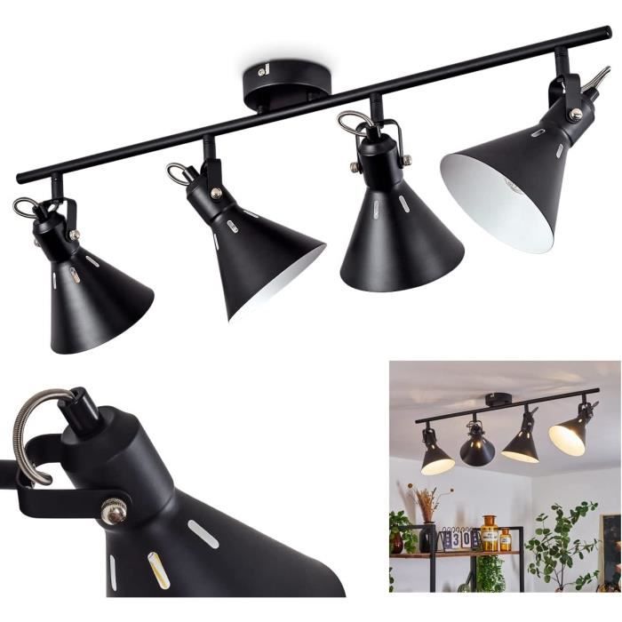 Plafonnier Upiano en métal noir blanc, élégants spots de plafond rétro ...