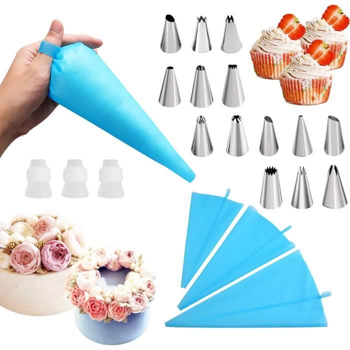 Lot De 20 Douilles Et Poches À Douille Avec 3 Poches À Douille ...