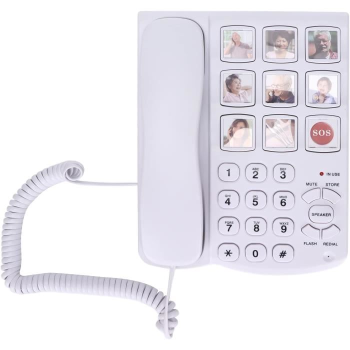 Téléphone À Gros Bouton Pour Bureau,Téléphone Filaire Pour Personnes Âgées,Téléphone Fixe Avec ...