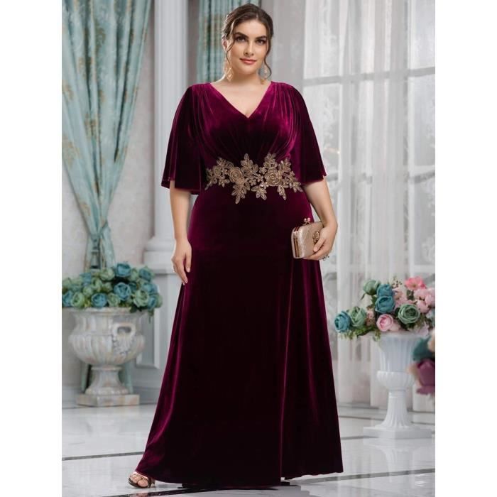 Robe longue en velours plissé pour femme,robe maxi,grande taille,commande adt,luxe,élégant,été ...