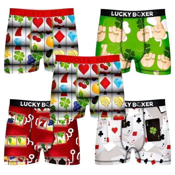 Boxers - LUCKY BOXER - Lot de 5 - Multicolore - 92% Polyester - Confort ...