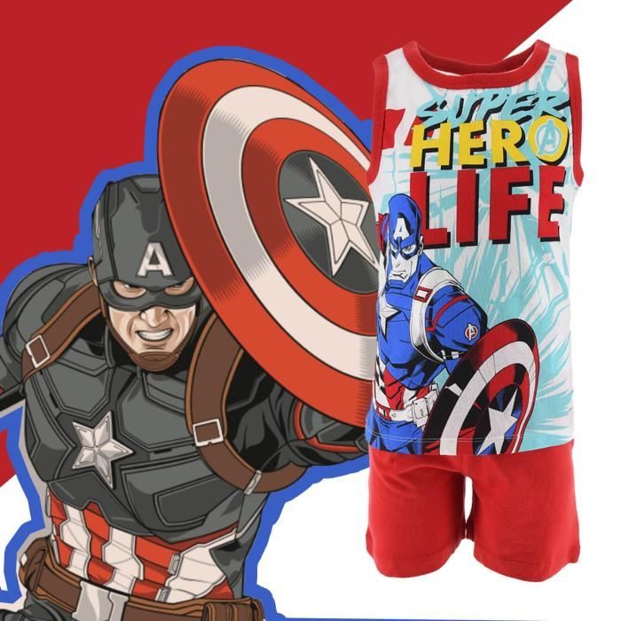 Ensemble de Pyjama Garçon Captain America - FM/3/PYJ/CAPTAIN/EV2021/RED ...