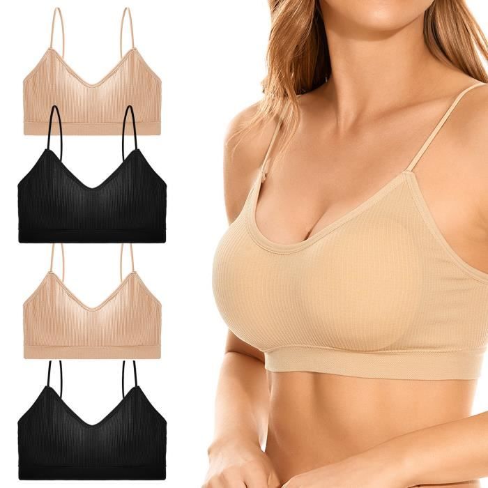 Lot De 4 Femme Soutien Gorge De Sport Brassière Push Up Sans Armatures Bra Rembourré Bustier