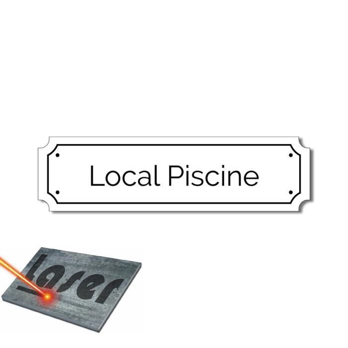 Plaque gravée autocollante 14,5x4cm Local Piscine fond blanc ...
