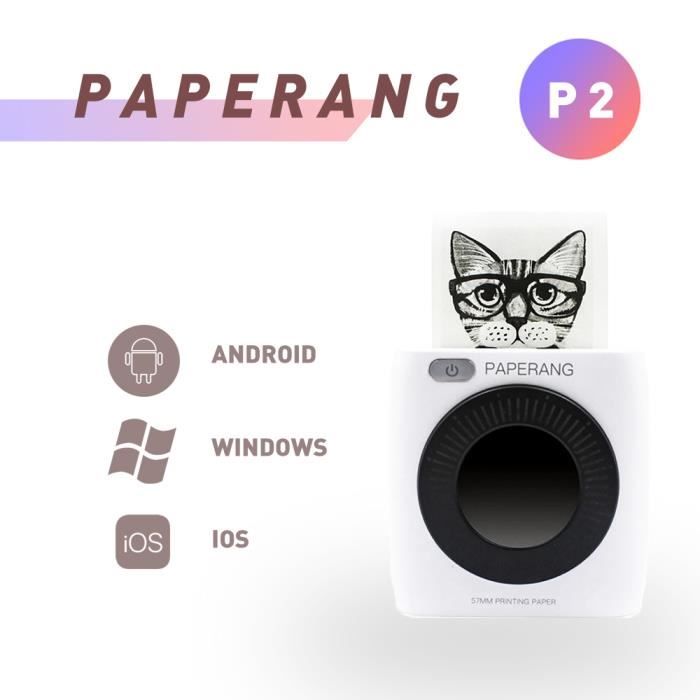 Imprimante Thermique PAPERANG P2 Imprimante Photo de poche 300DPI Impression Instantanée OCR BT4 ...