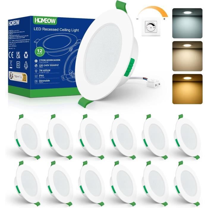 Dimmable Spot Led Encastrable Extra Plat 7w Spots Led 600lm Blanc