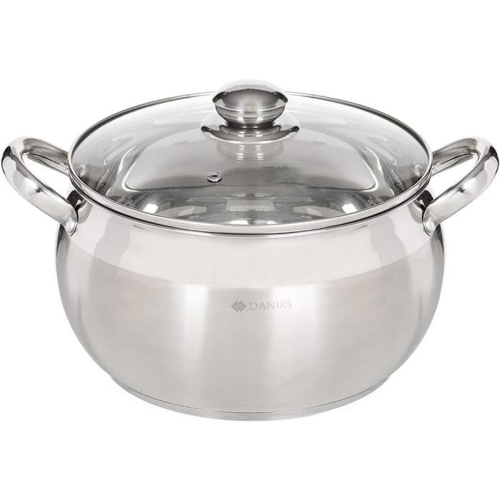 Classic Marmite Inox 24 Cm 6.5 Litres | Faitout Avec Couvercle En Verre ...
