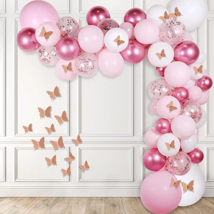 Arche Ballon Rose Papillon, Arche De Ballon Rose Métallisé Décoration ...