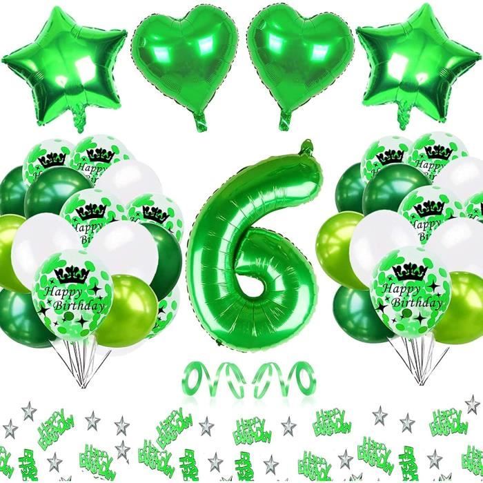 Ballon 6e Anniversaire Vert, 6 Ans Ballon Garçon Enfant, Ballon ...