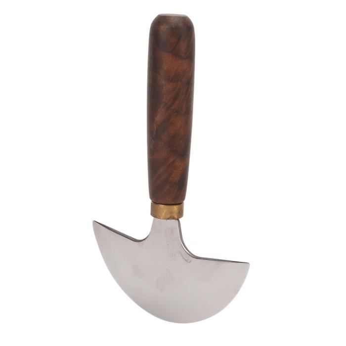 VINGVO couteau en cuir rond Couteau à tête ronde en cuir manche en bois ...