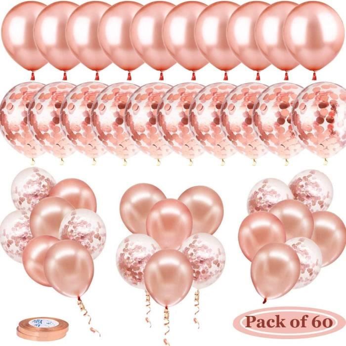 Ballon Rose Gold, Ballon Anniversaire 60 Pièces Contient 30 Ballons en ...