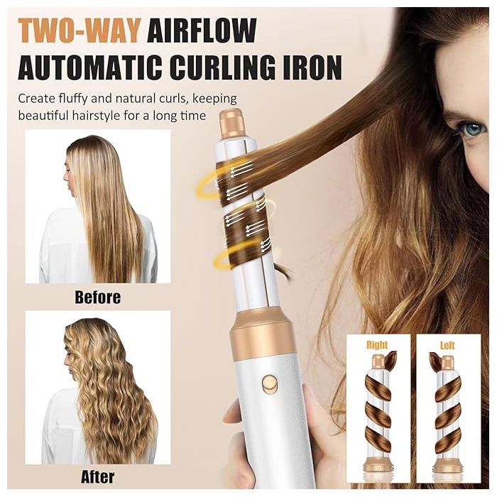 Peigne sèche-cheveux 7 en 1, outil de coiffage à air avec fonction ...