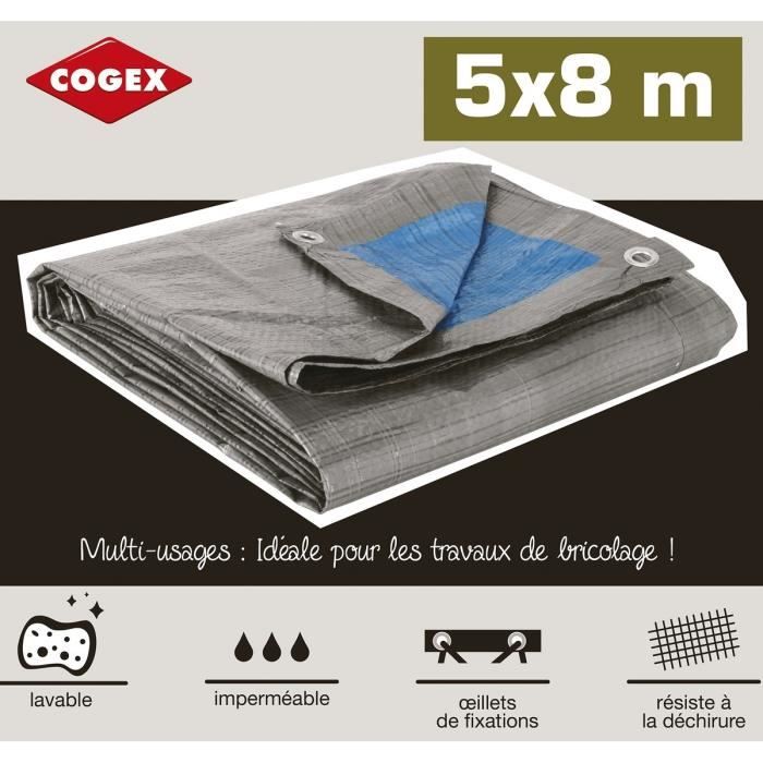 COGEX Bâche de protection 5x8m - Cdiscount Bricolage