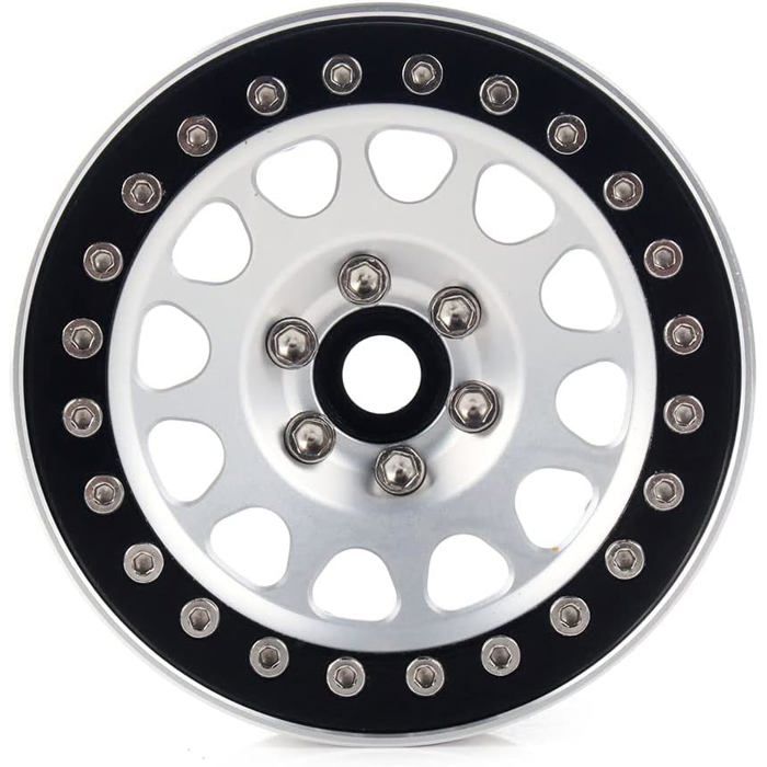 INJORA 4PCS Roues Pneus Beadlock 2,2 en Métal pour RC Rock Crawler Noir ...