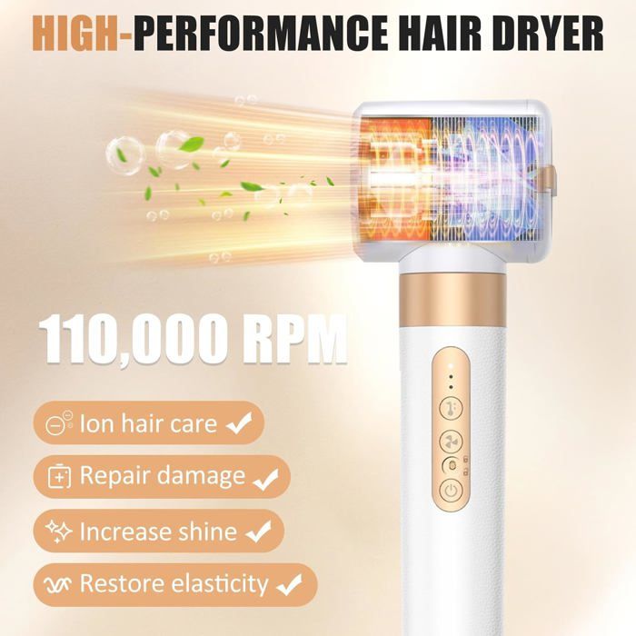 Peigne sèche-cheveux 7 en 1, outil de coiffage à air avec fonction ...