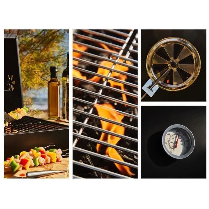 COOKING BOX Barbecue à charbon MIKE - 115x66x106 cm - 2 grilles acier ...
