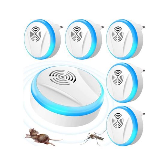 Ultrason Anti Moustique Lot de 6 Répulsif antiparasitaire à ultrasons ...