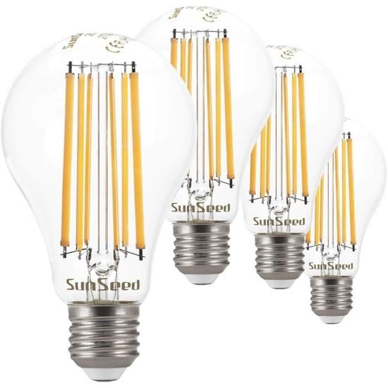 4X Ampoule Filament Led Standard E27 13W Équiv. 115W Blanc Chaud 2700K ...