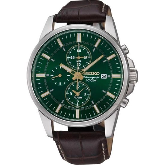 Montre Homme Seiko SNAF09P1 Chronograph Bracelet En Cuir Brun , - Achat ...