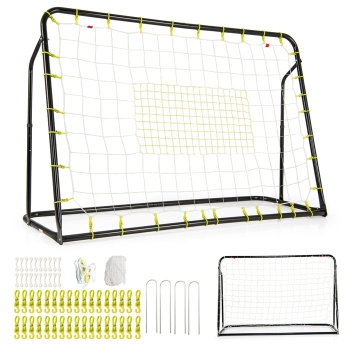 Filet de Rebond de Football Enfants COSTWAY-2 en 1-187 x 60 x 122,5cm-5 ...