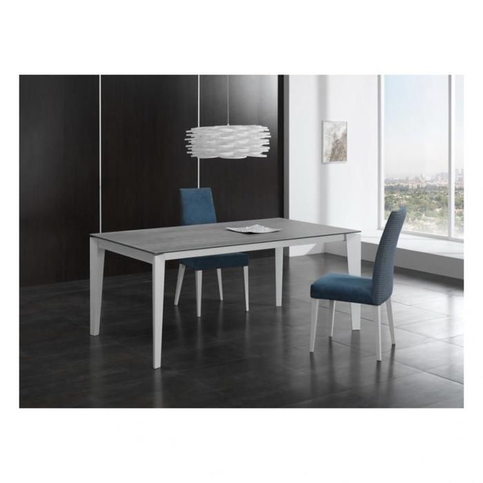 Table repas GEO 6 couverts 160 x 100 x 76 cm pieds blancs plateau ...