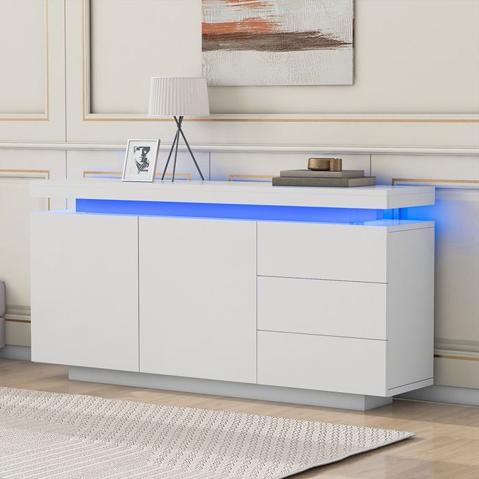Buffet de salon moderne-140 x 35x 72.5cm-Buffet de cuisine avec 2 ...