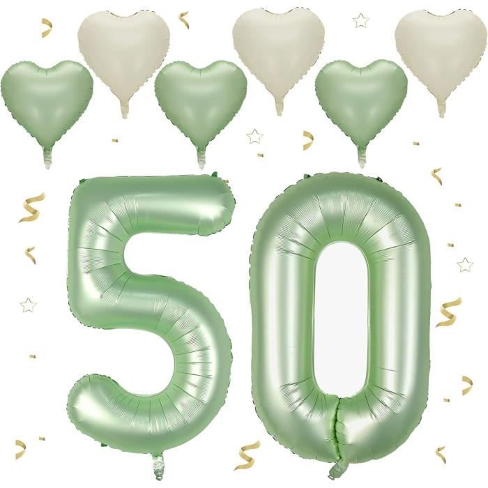 Ballon Anniversaire 50 Ans Vert Olive - Ballon Chiffre 50 - Happy ...