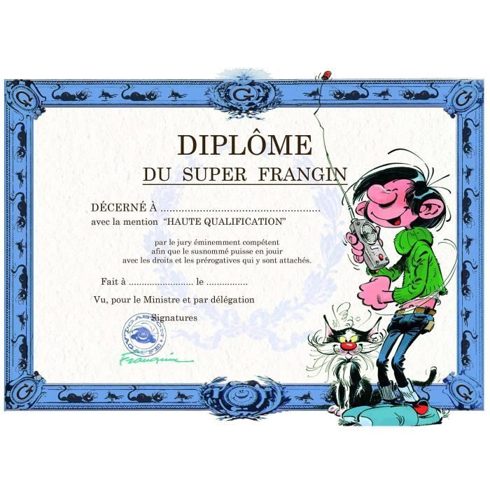 GASTON LAGAFFE CARTE DOUBLE AVEC ENVELOPPE DIPLÃ”ME DU SUPER FRANGIN FR ...