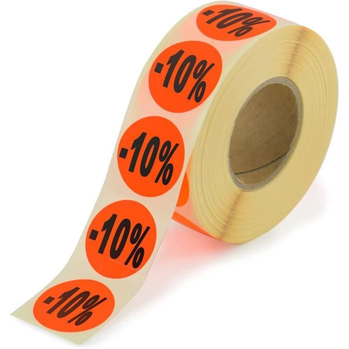 Étiquettes promotionnelles de -10% pour marchandise soldée - 1.000 ...