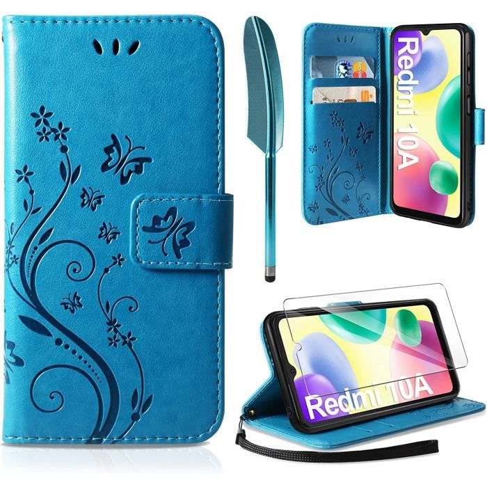 Coque Xiaomi Redmi 10A et protecteur d'écran type livre dessin en ...