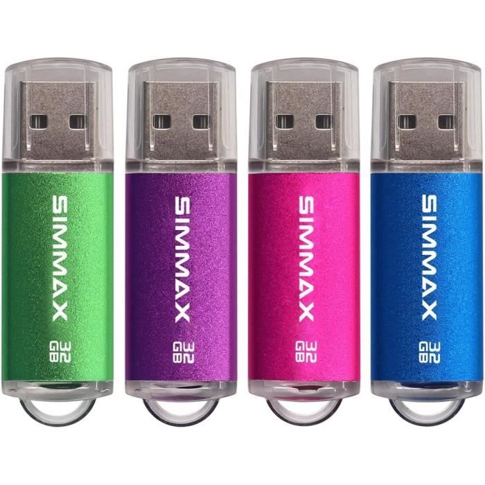 Simmax Clé Usb 32 Go Lot De 4 Mémoire Stick Usb 2.0 Flash Drive ...