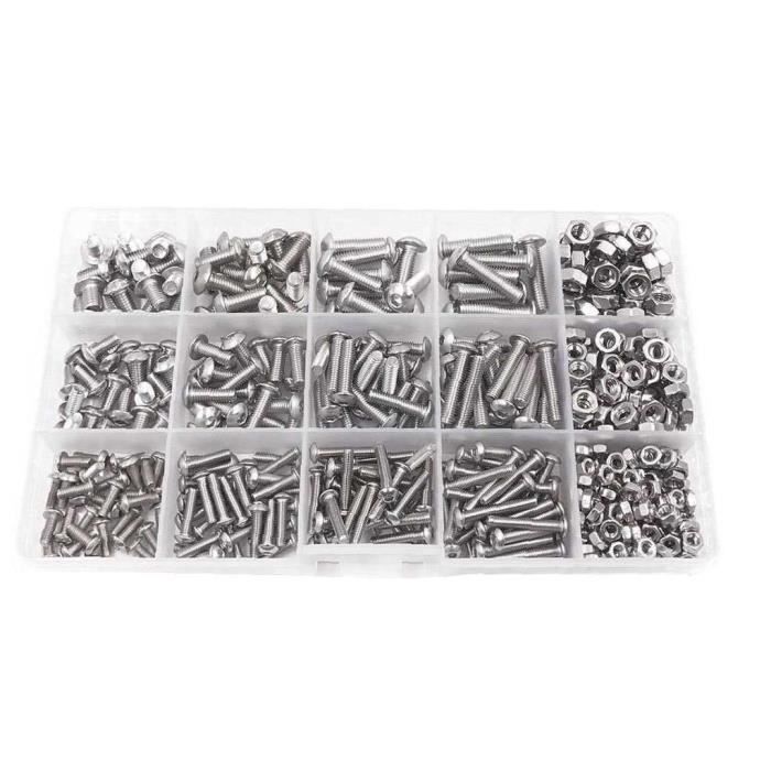 Set de vis hexagonale en acier inoxydable M3 m4 m5 boulons hexagonaux assortiment de noix ...