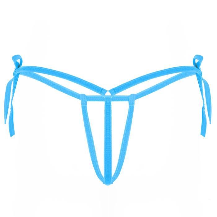 Micro String Femme Sexy Ficelle T-Back Underwear Bleu Clair #1 Bleu ...