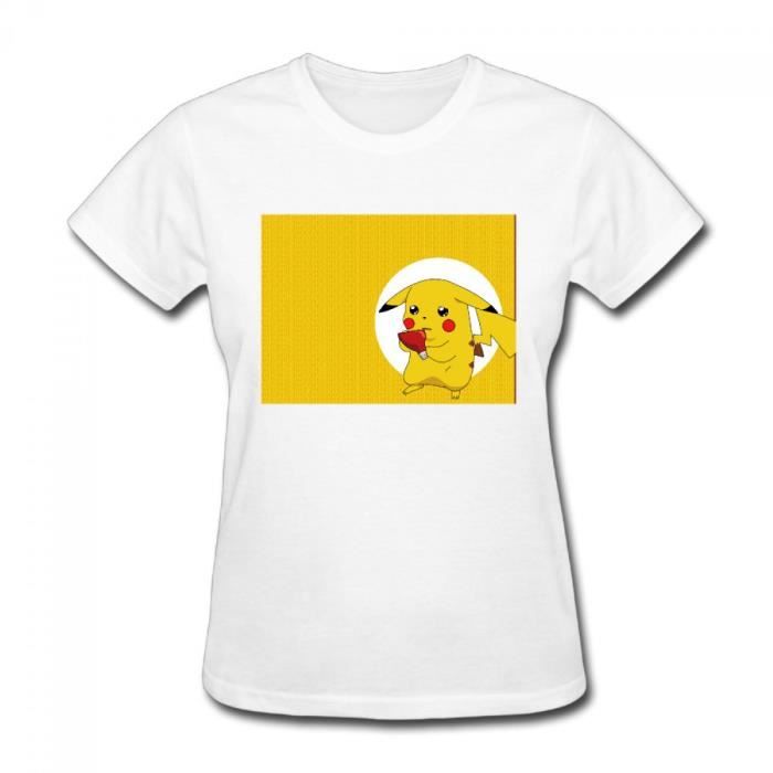Pokemon Pikachu Wallpapers Femme Col rond Coton Manche courte T-shirt ...