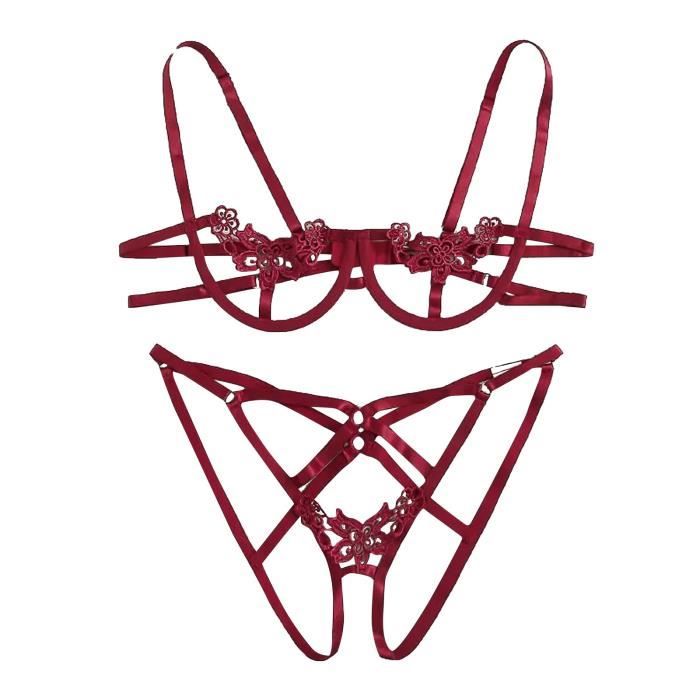 Lingerie Femme Sous V Tements Sexy Pour Avec Bandage En V Profond Coton Ceinture Acier Le Noir