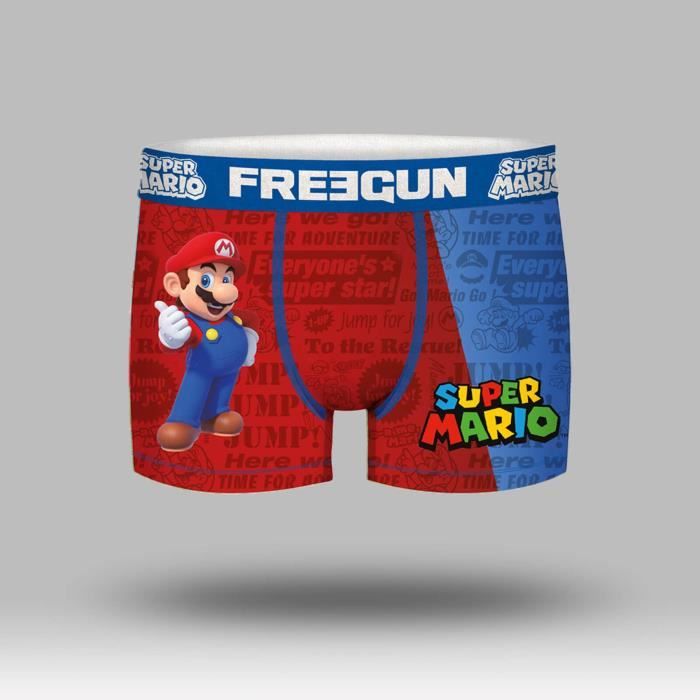 Boxer Homme Super Mario Bros 2 - Stars - FREEGUN - Rouge - Coton Rouge ...