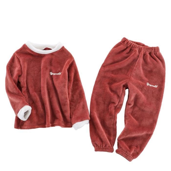 Inlzdz Ensemble Pyjama Enfant Fille Garçon Manches Longues Chaud Hiver ...