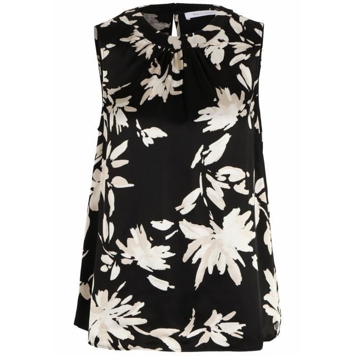 Blouse sans manches col rond femme Tamaris Aveiro AOP - black flower ...