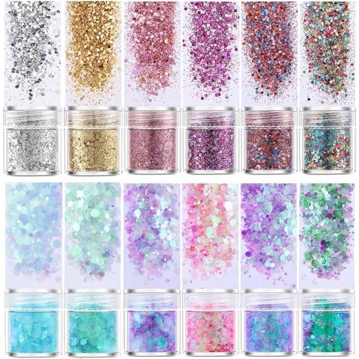 Jatidne 12 Couleurs Paillettes Pour Resine Epoxy Mélange Fin Et Gros ...