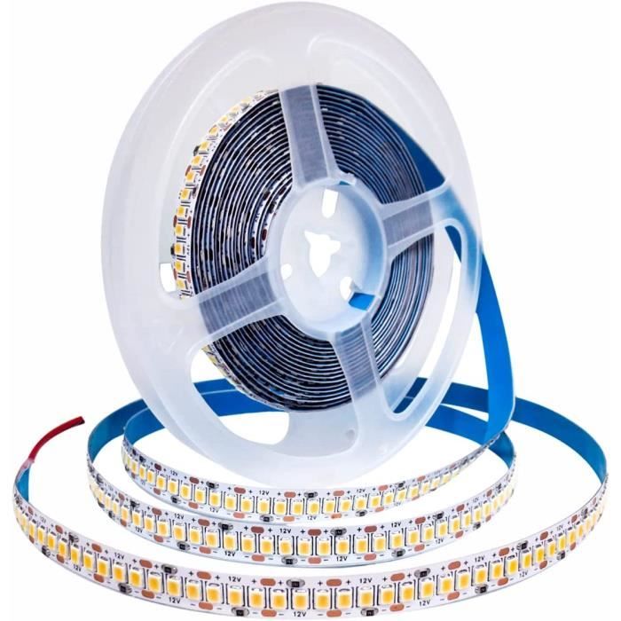 Tesfish Ruban LED 12V, Bande LED Blanc Chaud 3000K 5M 2835 IP20 240 ...