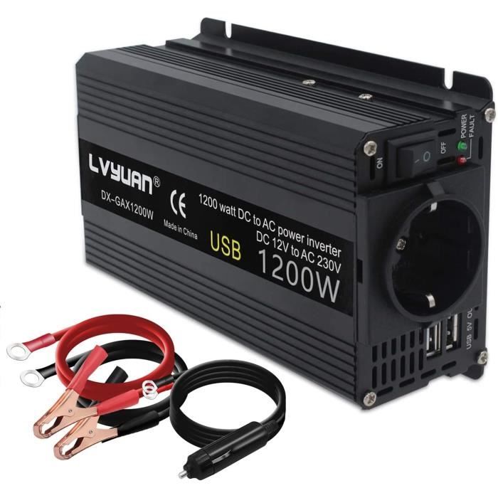 Convertisseur 12V 220V 600W -1200W Convertisseur De Tension Double Usb ...