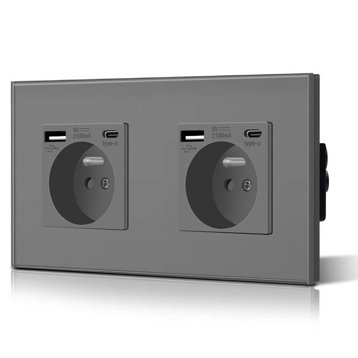 Prise murale en verre cristal avec USB et 1 barrette d'alimentation ...