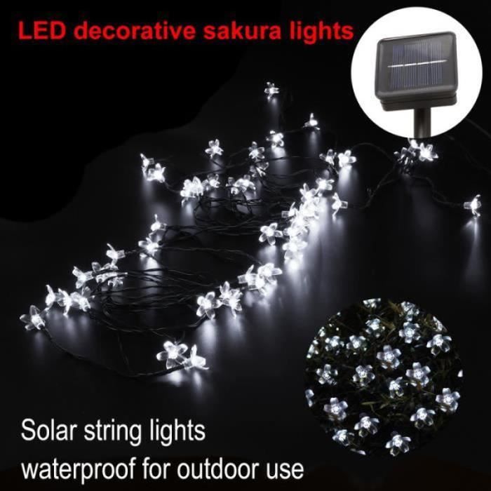 Sakura Solar String Lights 50 LED Cherry Flower Outdoor Powered pour Patio Garden Wedding Party ...
