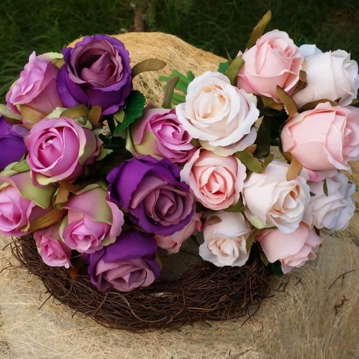 Bouquets de Rose - Lot de 12 - Fleurs artificielles en soie ...